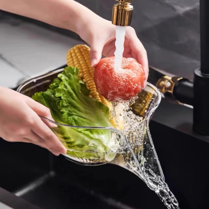 Jual Baskom Saringan Wadah Peniris Cuci Buah Tirisan Sayur Transparan ...