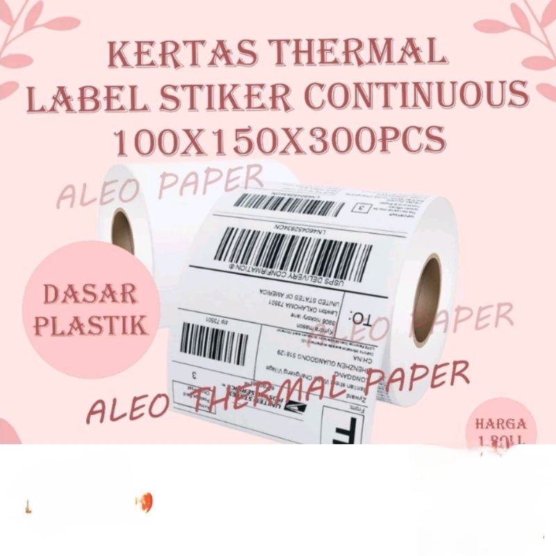 Jual Kertas Thermal Sticker Label Barcode Roll ukuran A6 100x150 mm isi 500pcs 100x150mm isi 500 ...