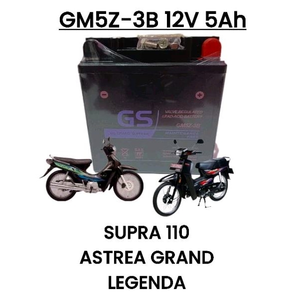 Jual AKI MOTOR SUPRA 110 ASTREA GRAND LEGENDA MEGAPRO PRIMUS,, Aki kering GS grand supreme GM5Z ...