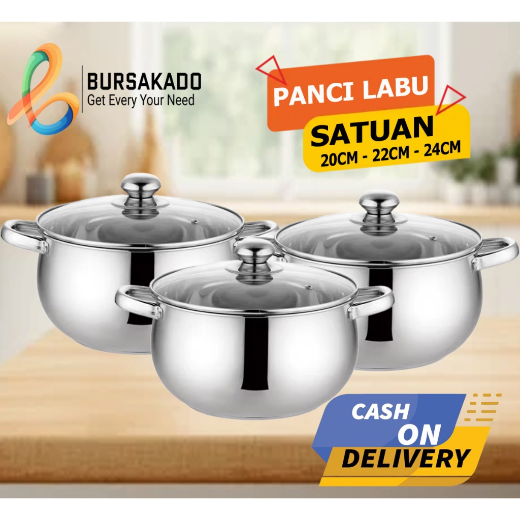 Jual Panci Labu Soup Pot Satuan Belly Pot Ukuran 20 22 dan 24cm Tutup ...