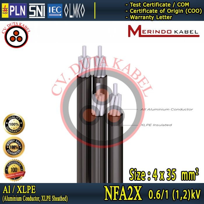 Jual Kabel NFA2X 4x35 mm2 MERINDO /Twisted Cable/Kabel Udara/Kabel TC ...