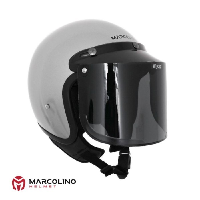 Jual Helm Bogo Retro Marcolino Silver Glossy SNI Flat Visor by JMC ...
