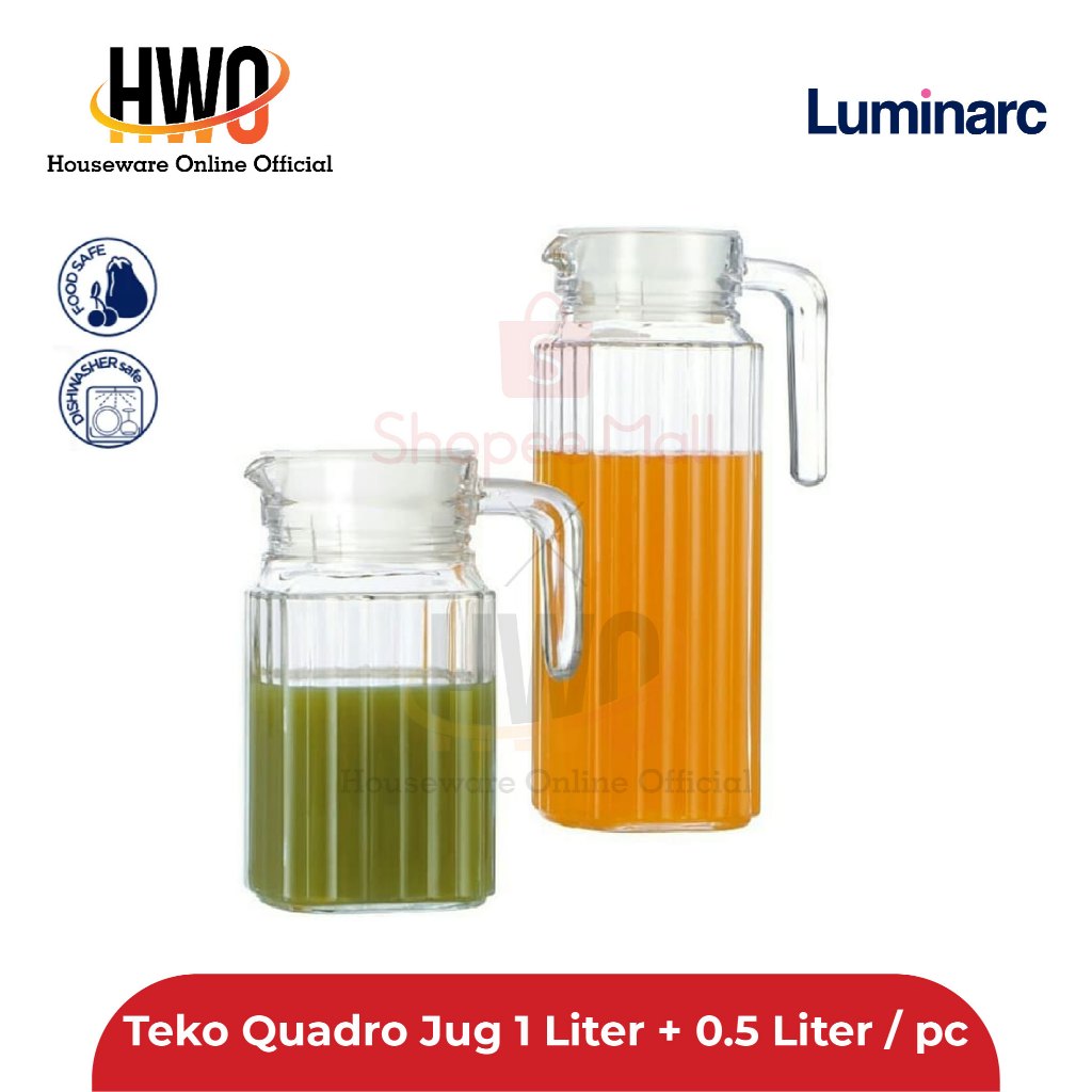 Jual Luminarc Teko Quadro Jug 1 Ltr + 0.5 Ltr Set / 2 pcs | Shopee ...