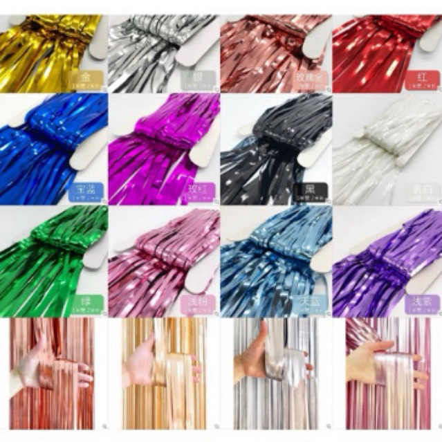 Jual Tirai Foil / Backdrop Foil Tirai RUMBAI Lurus Ulang Tahun 1*2meter ...