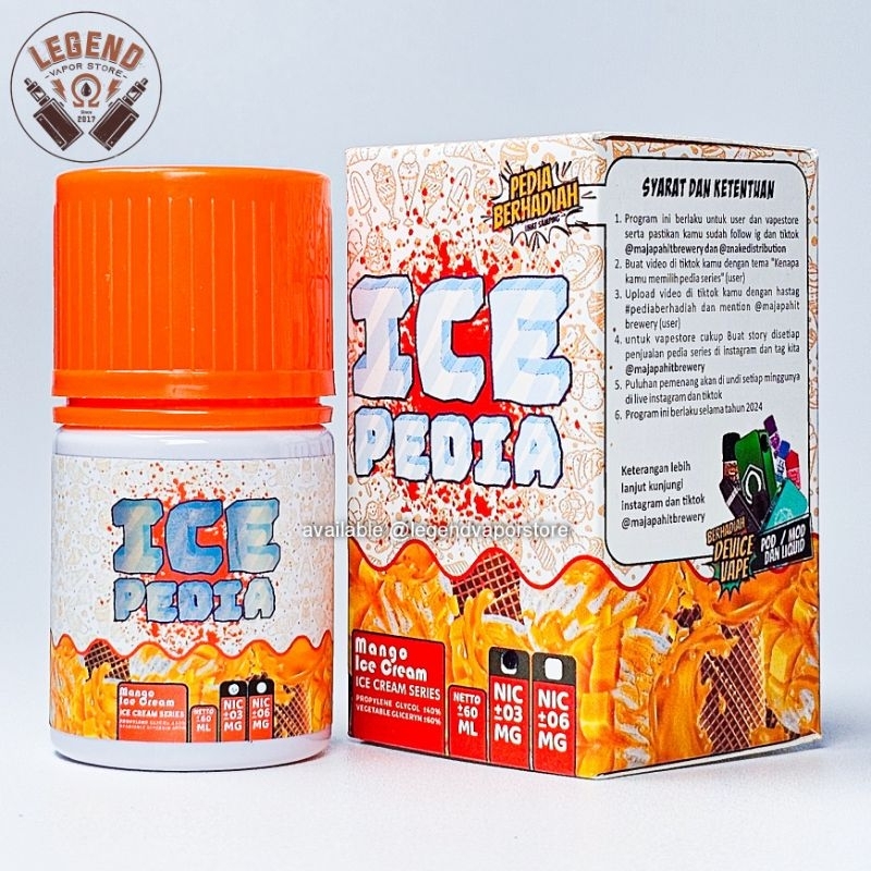 Jual FREEBASE - LIQUID ICE PEDIA Mango Ice Cream 60ML 3MG 6MG AUTHENTIC ...