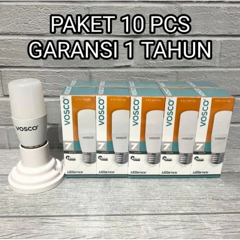Jual PAKET 10 PCS LAMPU LED STICK 7 WATT VOSCO CAHAYA PUTIH CDL 6500K SNI | Shopee Indonesia