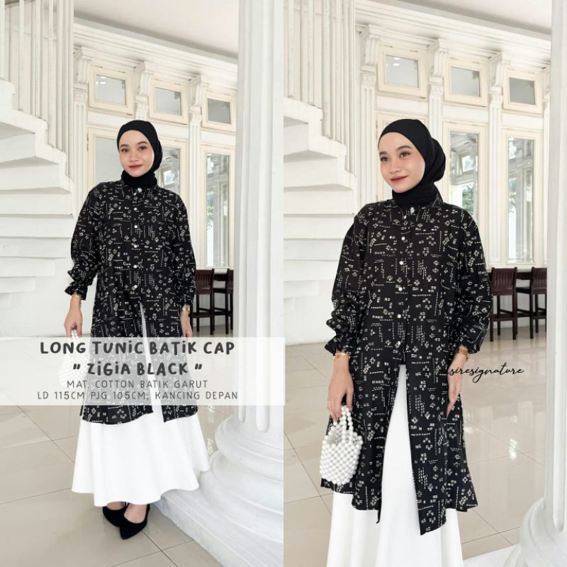 Jual Ready Equal Long Tunic Aruna Batik Cap Long Tunic Melati long ...
