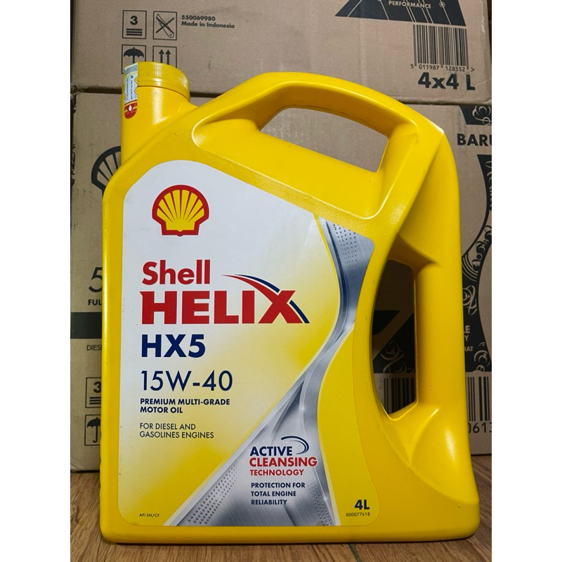 Jual Oli Shell Helix HX5 15W-40 4L 100% Original barcode centang hijau | Shopee Indonesia