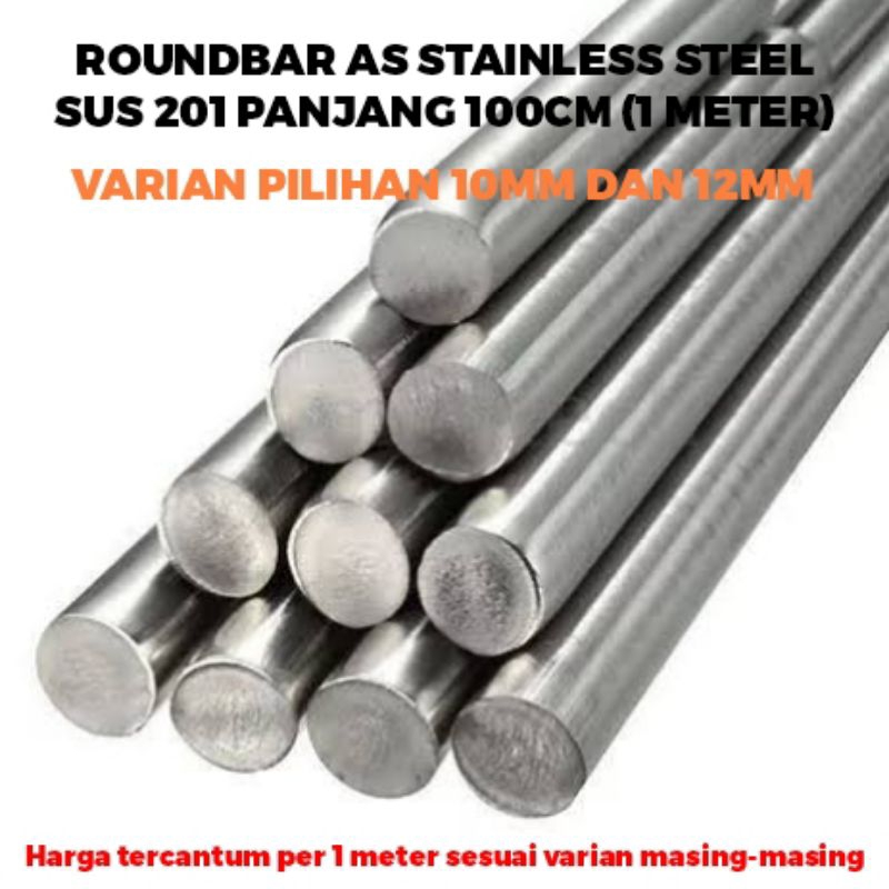 Jual Roundbar As stainless steel padat SUS 201 Panjang 100cm Variasi ...