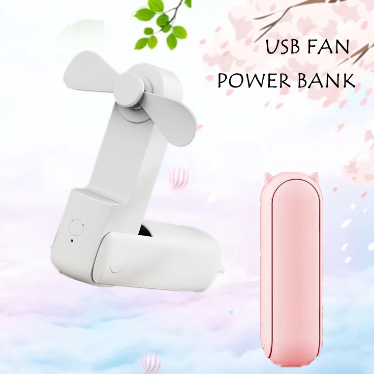 Jual Kipas Angin Portable Mini Fans Power Bank 2 in 1 USB Rechargeable ...