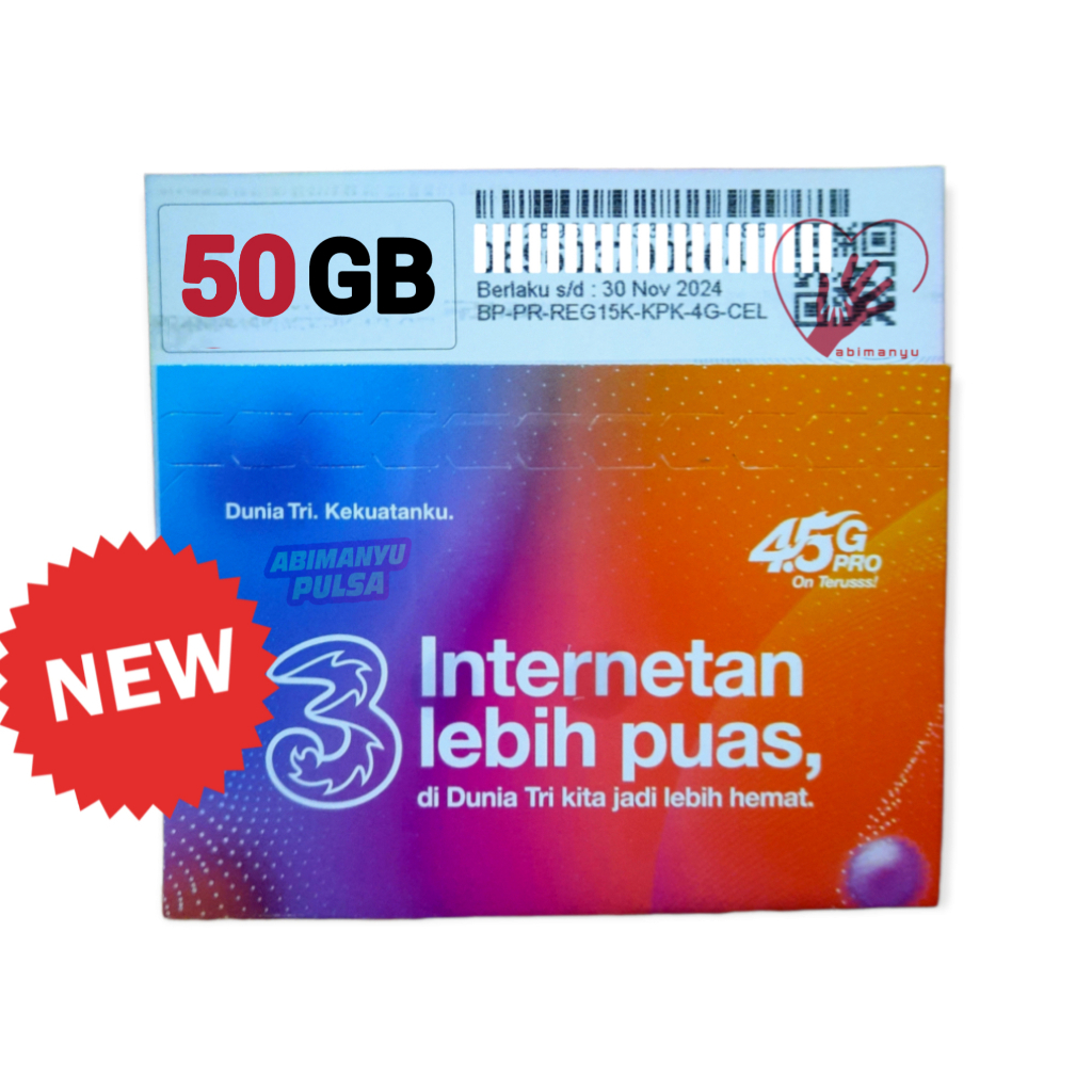 Jual Kartu Perdana Tri Happy 50GB / 65GB PROMO | 30 Hari | Shopee Indonesia
