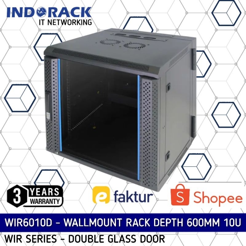 Jual WIR6010D - Wallmount Rack INDORACK Double Glass Door Rak Server 10U Depth 600mm | Shopee ...