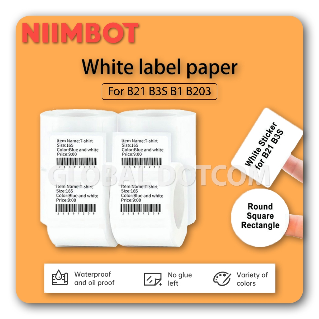 Jual NIIMBOT B21 B1 B203 B3S LABEL PUTIH STICKER THERMAL TAHAN AIR MINYAK | Shopee Indonesia