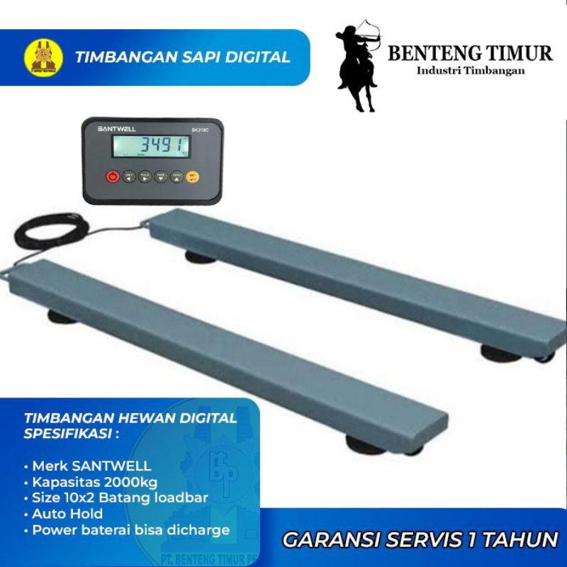 Jual timbangan sapi timbangan hewan kap 1 ton auto hold model loadbar ...