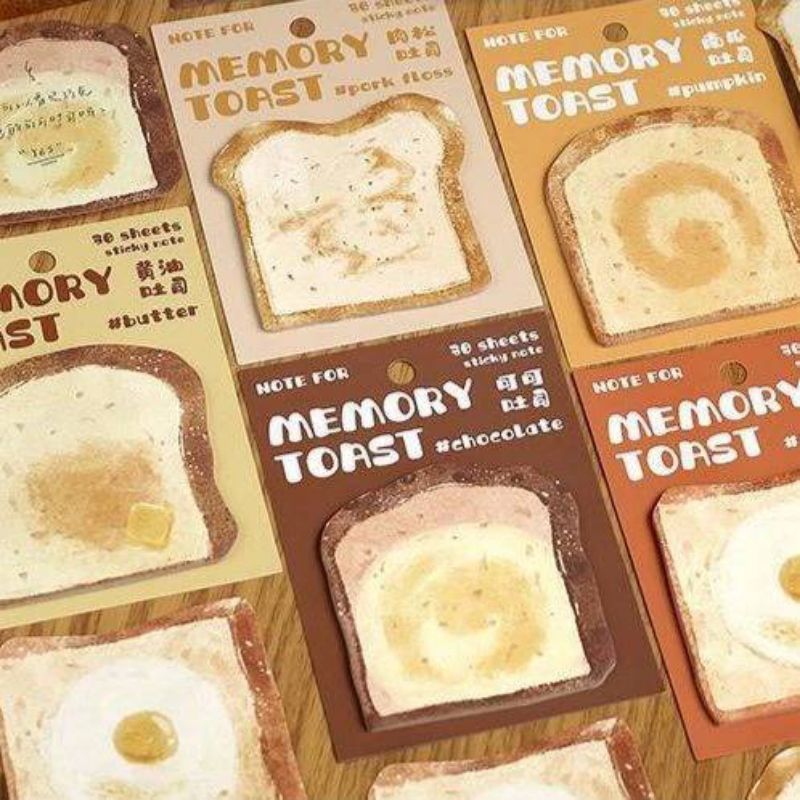 Jual [30Lembar] Sticky Notes Toast/ Sticky Note Roti/ Memopad Aesthetic ...