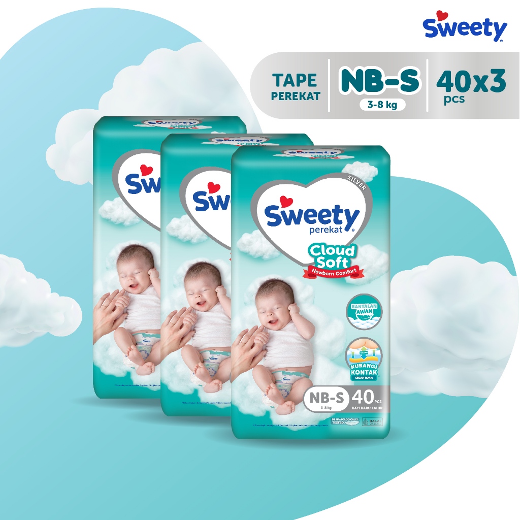 Jual Sweety Silver Comfort Cloud Soft Newborn NB - S 40 x 3 Popok ...