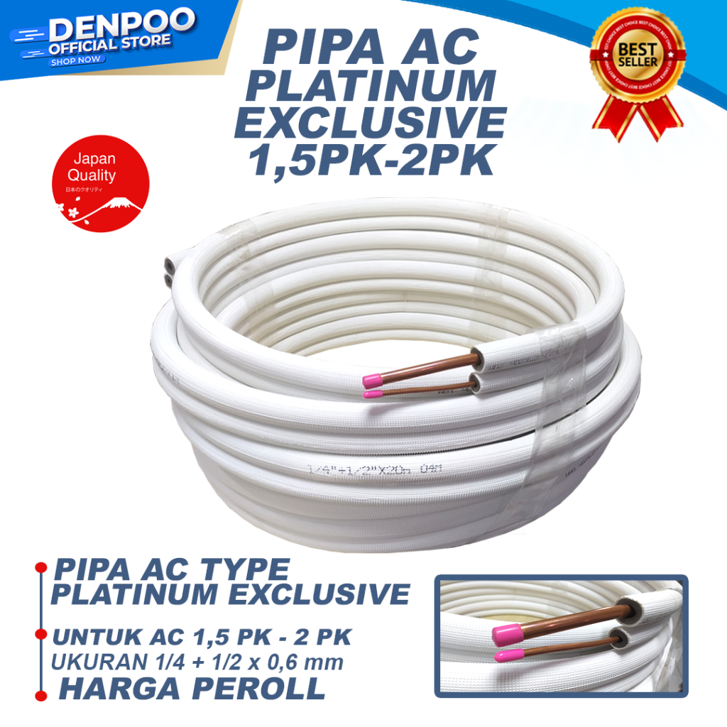 Jual Pipa AC 2 PK ukuran 1/4 + 1/2 x 0,6 mm /30 Mtr ( Platinum 2PK ) | Shopee Indonesia