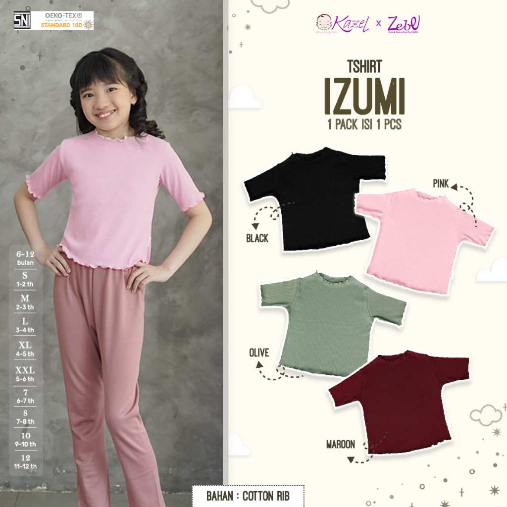 Jual KAZEL Zebe Tshirt Girl Izumi Edition (1Pcs) 6Bulan-11Tahun | Shopee Indonesia