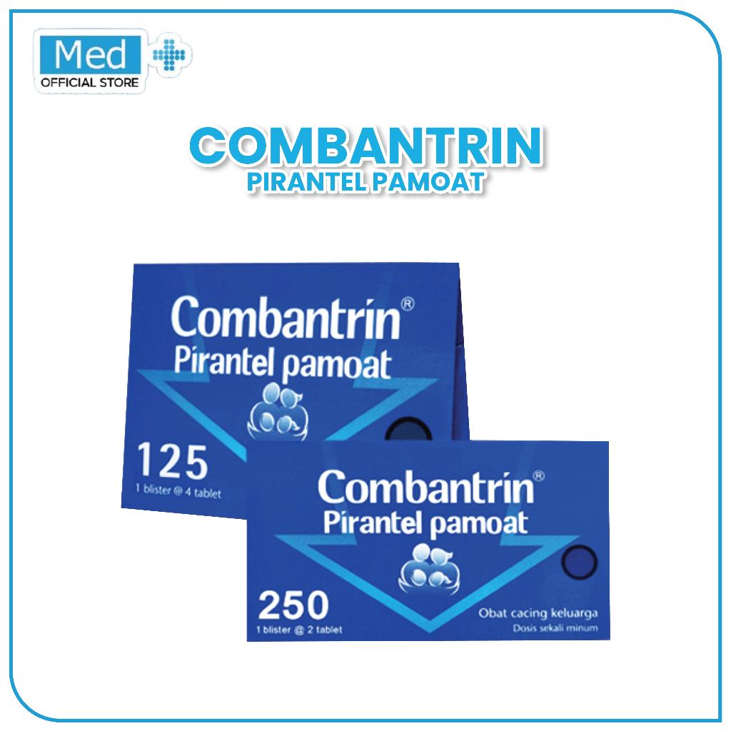 Jual Med+ Combantrin 250 / 125 mg 1 Strip isi 2 Tablet / Obat Cacing ...