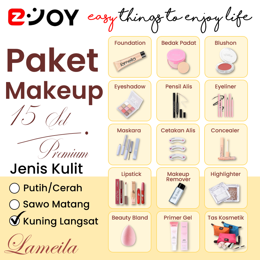 Jual Paket Makeup Lengkap 15 in 1 Jenis Kulit Kuning Langsat Premium ...