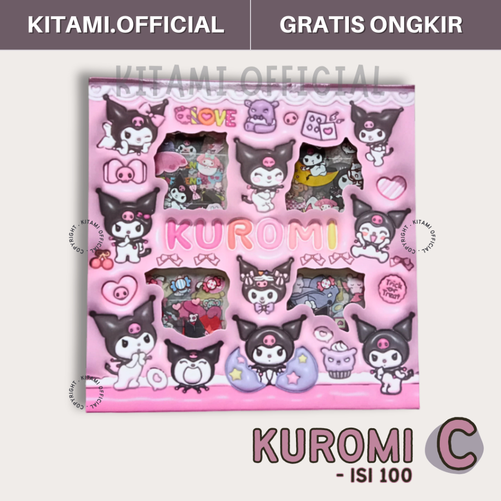 Jual STIKER KUROMI BOX ISI 100 | WATERPROOF STICKER KUROMI SANRIO ...