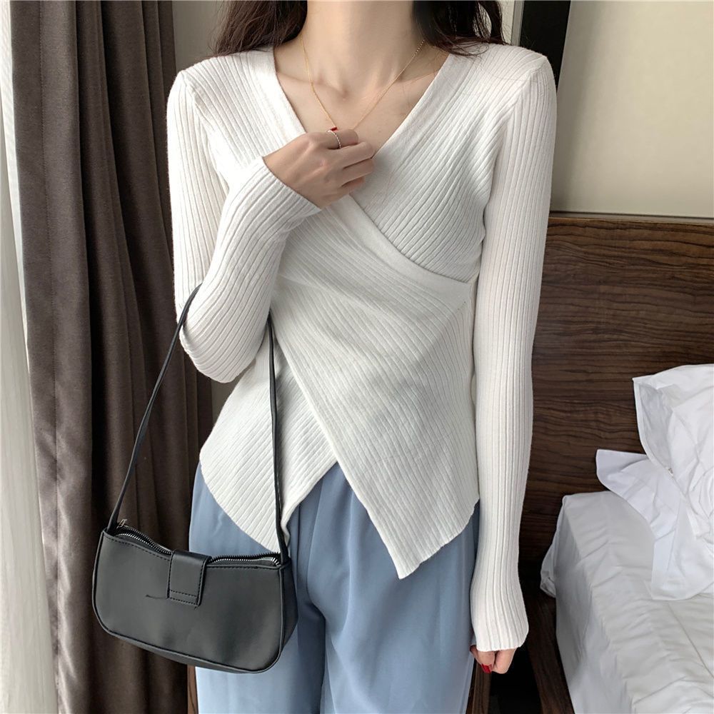 Jual Eliza Knit Sweater Wanita V-neck Gaya Korea All-Match Pakaian Wanita Knit | Shopee Indonesia