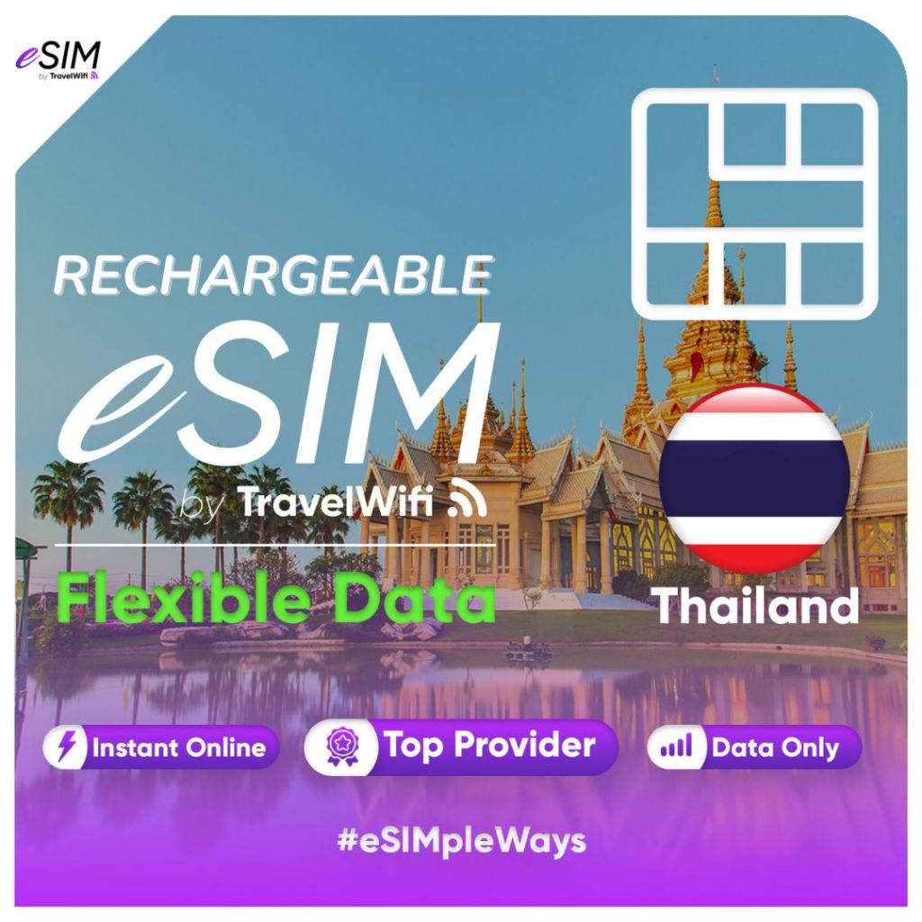 Jual RECHARGEABLE eSIM Thailand Flexible Data | Thailand Travel eSIM ...