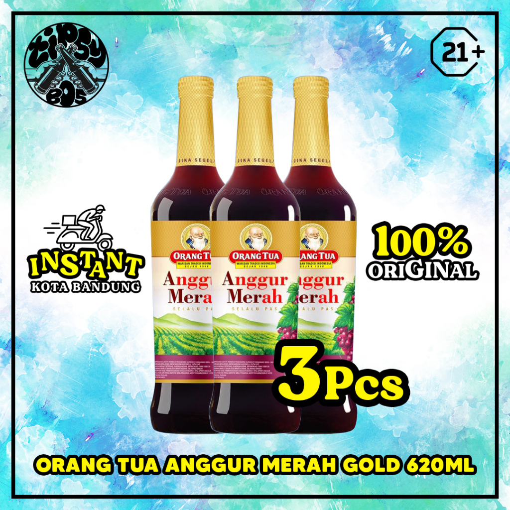 Jual Orang Tua Anggur Merah Gold Amer 620ml X 3 Botol - Tipsybos | Shopee Indonesia