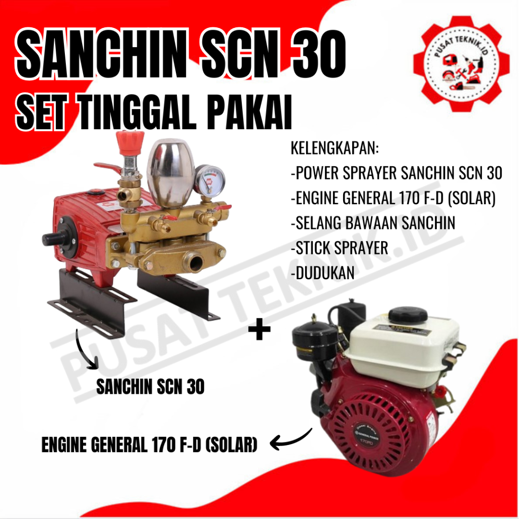 Jual POWER SPRAYER SANCHIN SCN 30 SET ENGINE GENERAL 170 F-D SOLAR | Shopee Indonesia