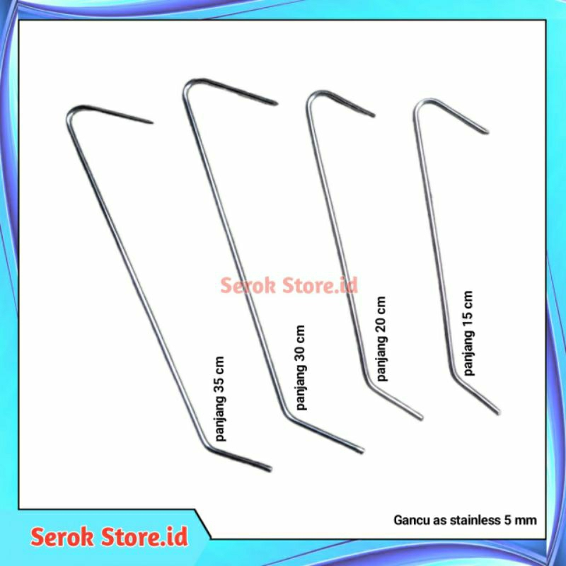 Jual gancu stainless 5 mm + ganco bahan stainless padat + gancu panjang ...