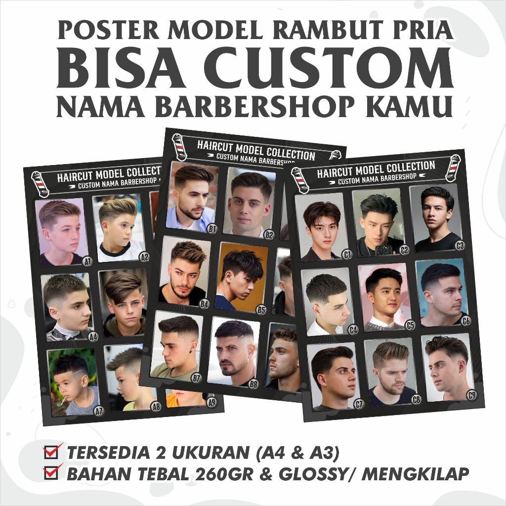 Jual Bisa Custom Nama Barbershop Kamu Poster Barbershop Poster Pangkas ...