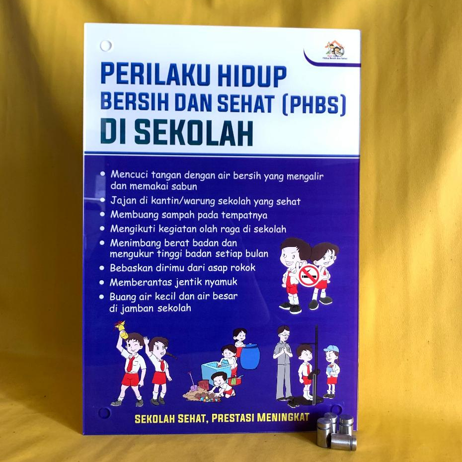 Jual Poster Akrilik PHBS Di Sekolah | Acrylic Kesehatan Sekolah ...