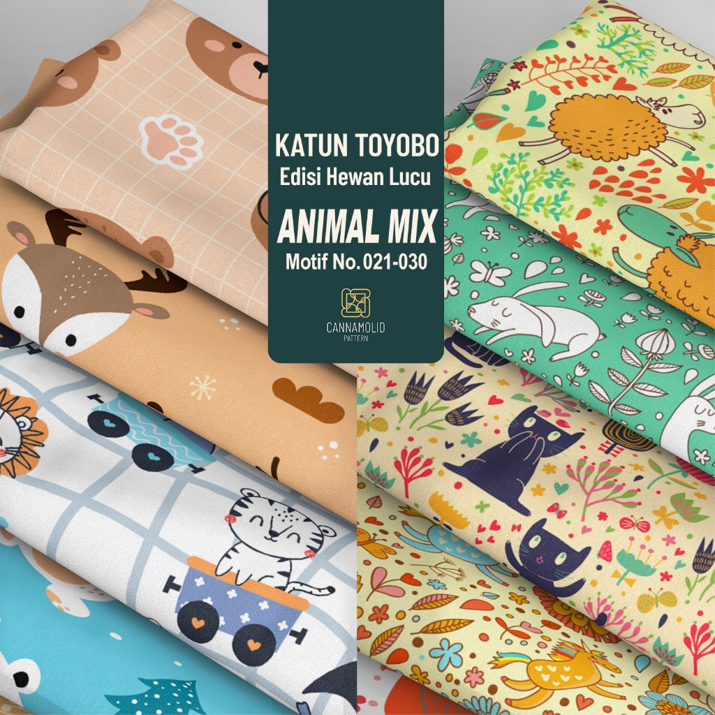 Jual Kain Katun Toyobo Printing Motif HEWAN LUCU | Lebar 145cm | Animal ...