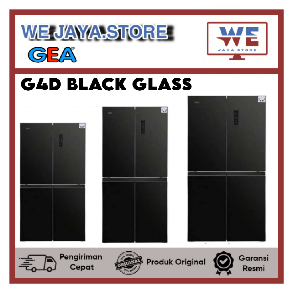 Jual KULKAS GEA SIDE BY SIDE 4 PINTU INVERTER SIDE BY SIDE G4D-BLACK GLASS SERIES G4D404/G4D522 ...