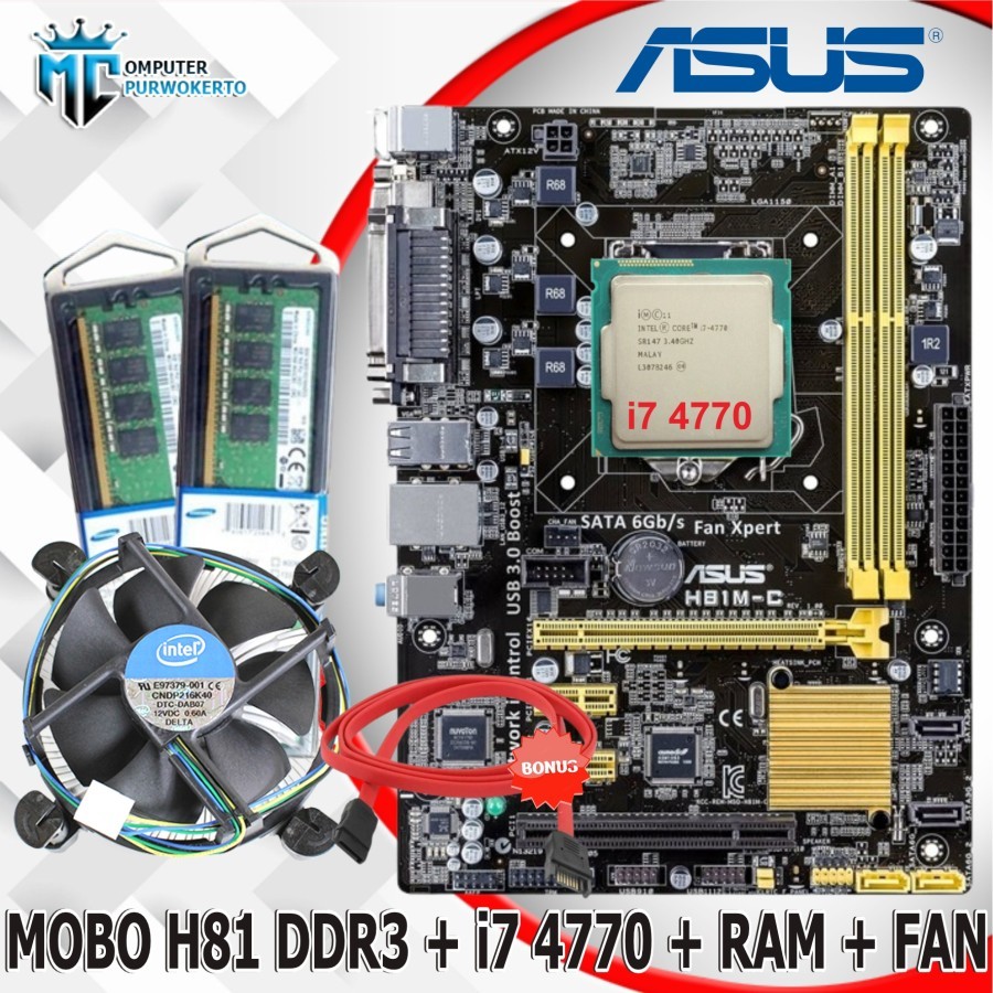 Jual Paket Mobo Mainboard H81 LGA1150 Asus + Processor i7 4770/4790 ...