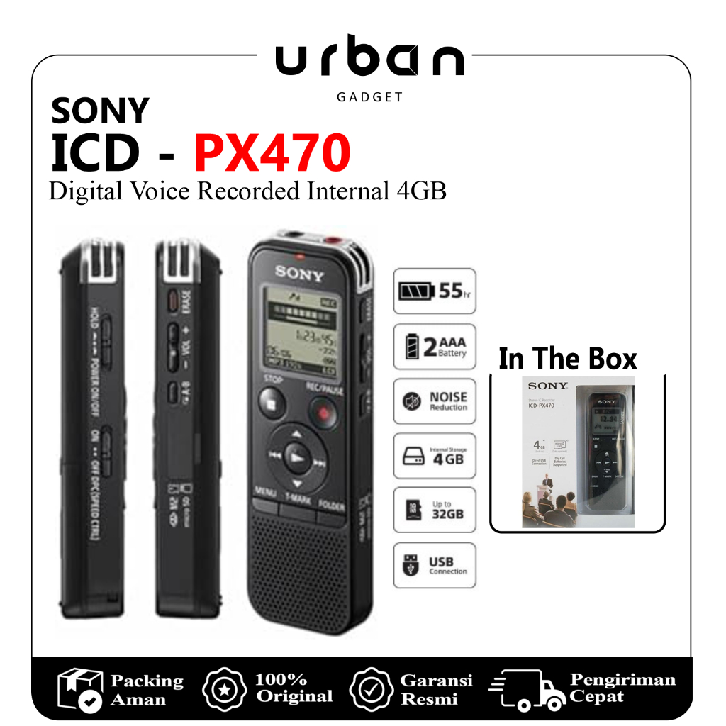 Jual Voice Recorder Sony ICD-PX470 PX470 Alat Perekam Suara Digital ...