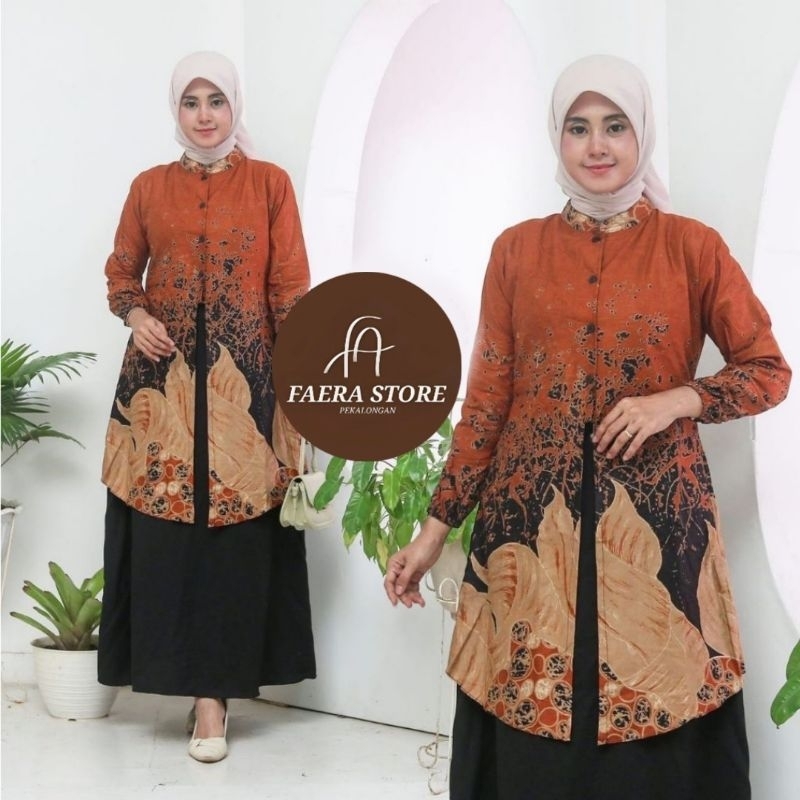 Jual Gamis batik motif expreso gamis batik modern premium gamis terbaru ...