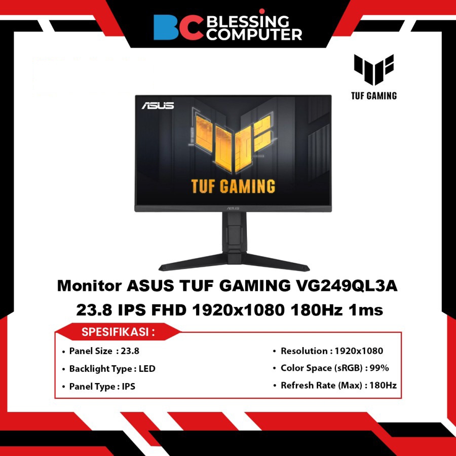 Jual Monitor ASUS TUF GAMING VG249QL3A 23.8 IPS FHD 1920x1080 180Hz 1ms ...