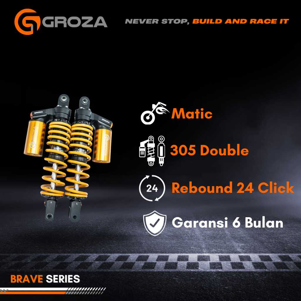 Jual GROZA - BRAVE SERIES 305MM Double Shock | Shockbreaker Tabung Atas ...