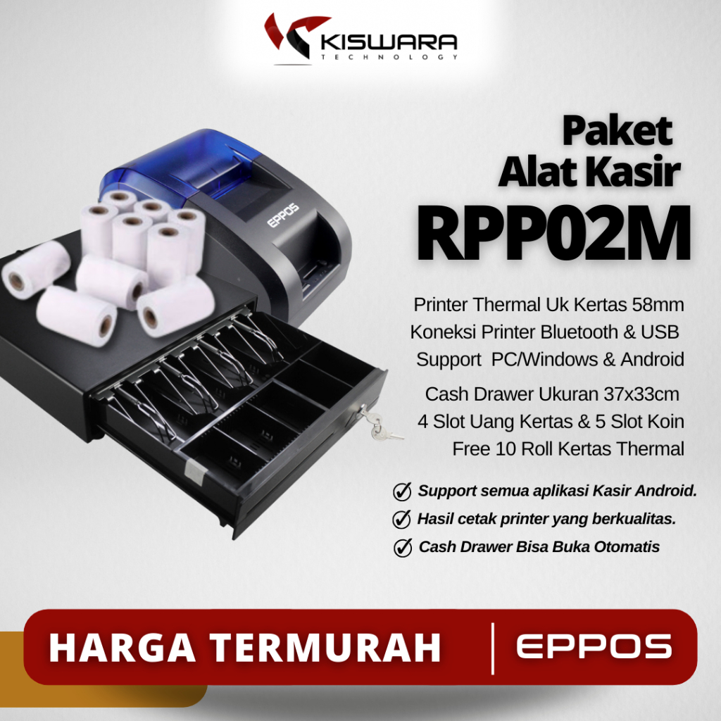 Jual Paket Alat Kasir Cash Drawer Printer Thermal Bonus 1 Pack Kertas ...