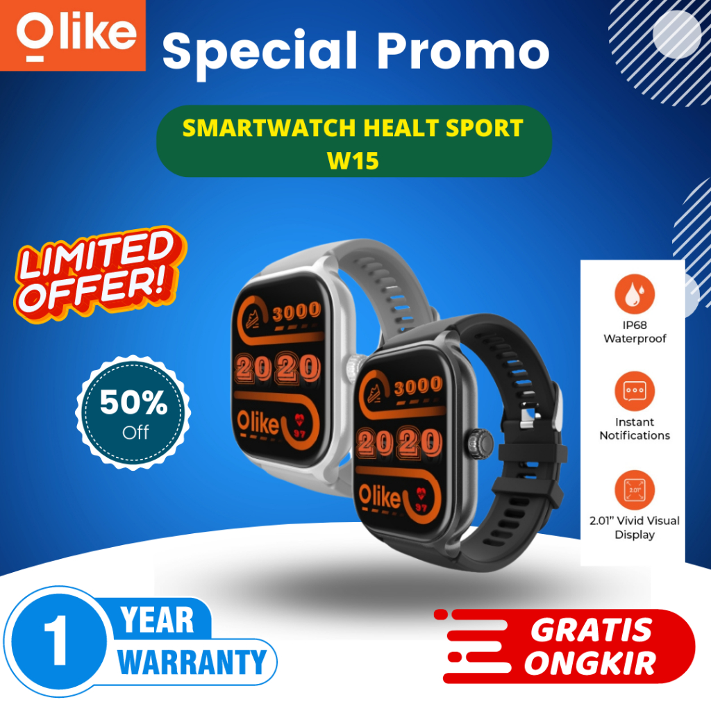 Jual Olike Zenith W15 FREE KIPAS Smarthwatch IP68 Water Resistant ...