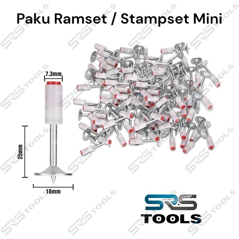 Jual Paku Beton Mini Ramset Stamp set 7.3 / 8.5 mm 100 200 Pcs / Mini ...