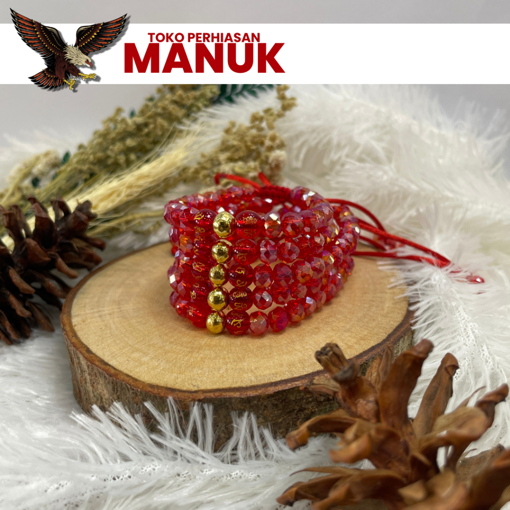 Jual Gelang Tali Manik & Bola Emas 6K/300 | Warna Merah Herang | Gelang ...