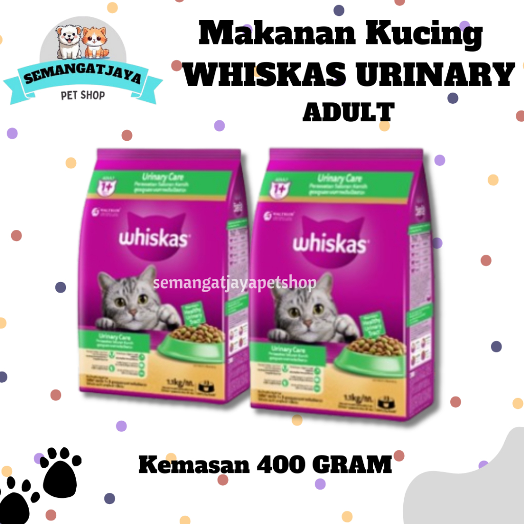 Jual Whiskas Makanan Kucing Kering Dewasa Urinary Care 400gram | Shopee ...