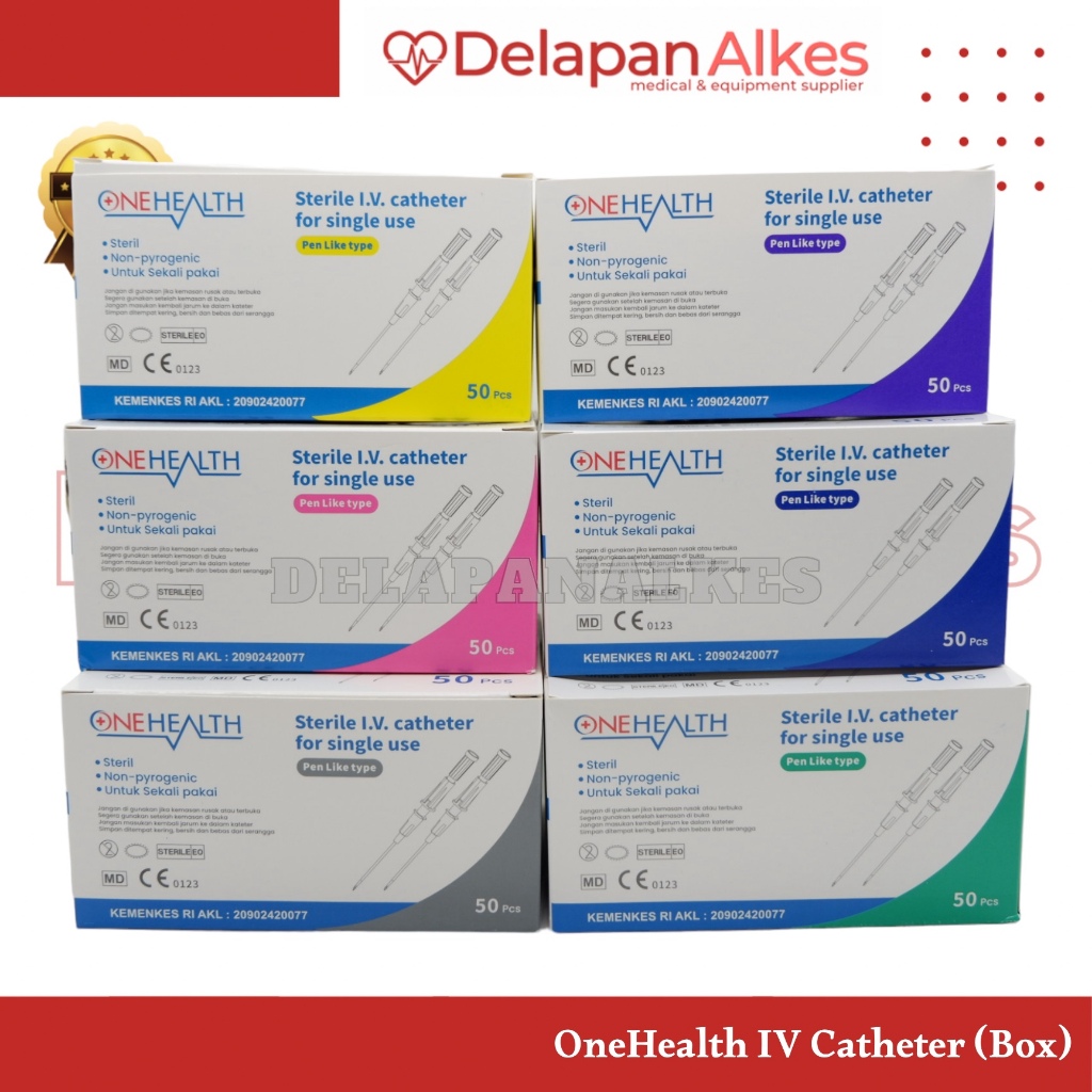 Jual OneHealth IV Catheter Box isi 50 Abocath Jarum Tindik Aboket 16G 18G 20G 22G 24G 26G ...