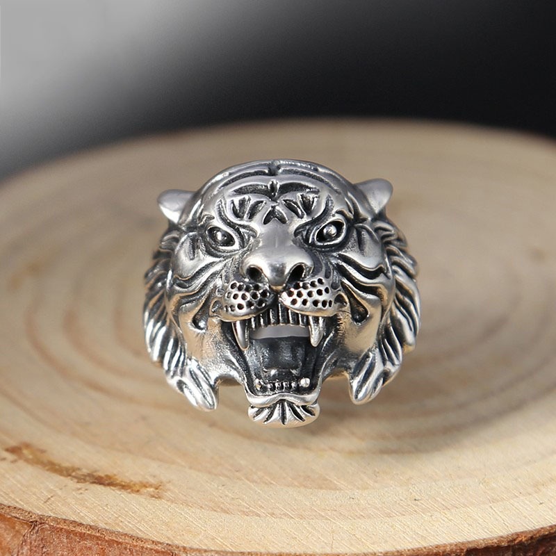 Jual Cincin Pria Gaya Retro Motif Kepala Macan / Tiger Head Mens Rings ...