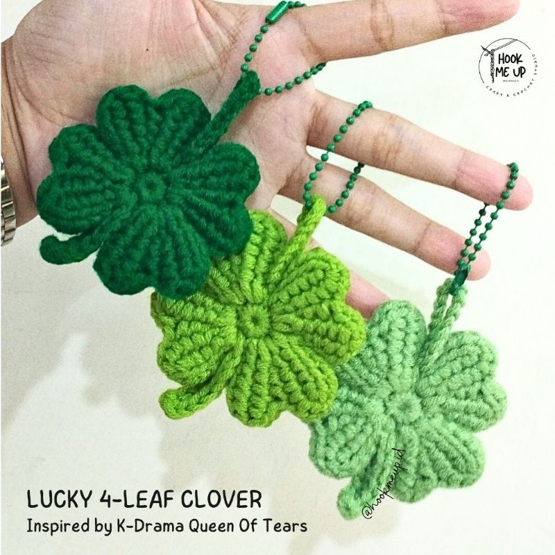 Jual LUCKY 4-LEAF CLOVER KEYCHAIN QOT - by @hookmeup.id / Lucky Clover ...