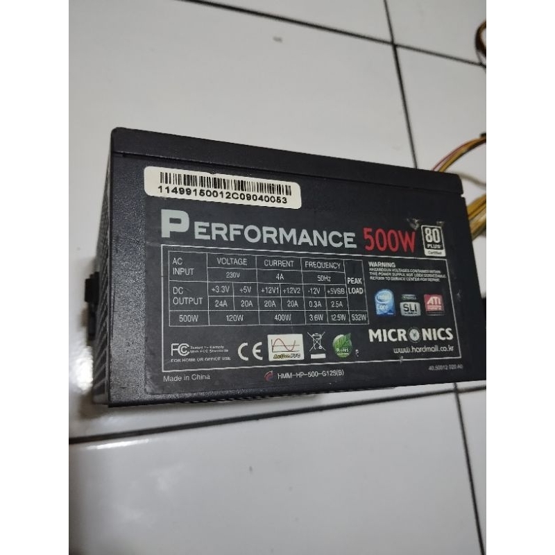 Jual PSU pure micronic 500watt 80+ ready 6+2+6 pin PCI e | Shopee Indonesia