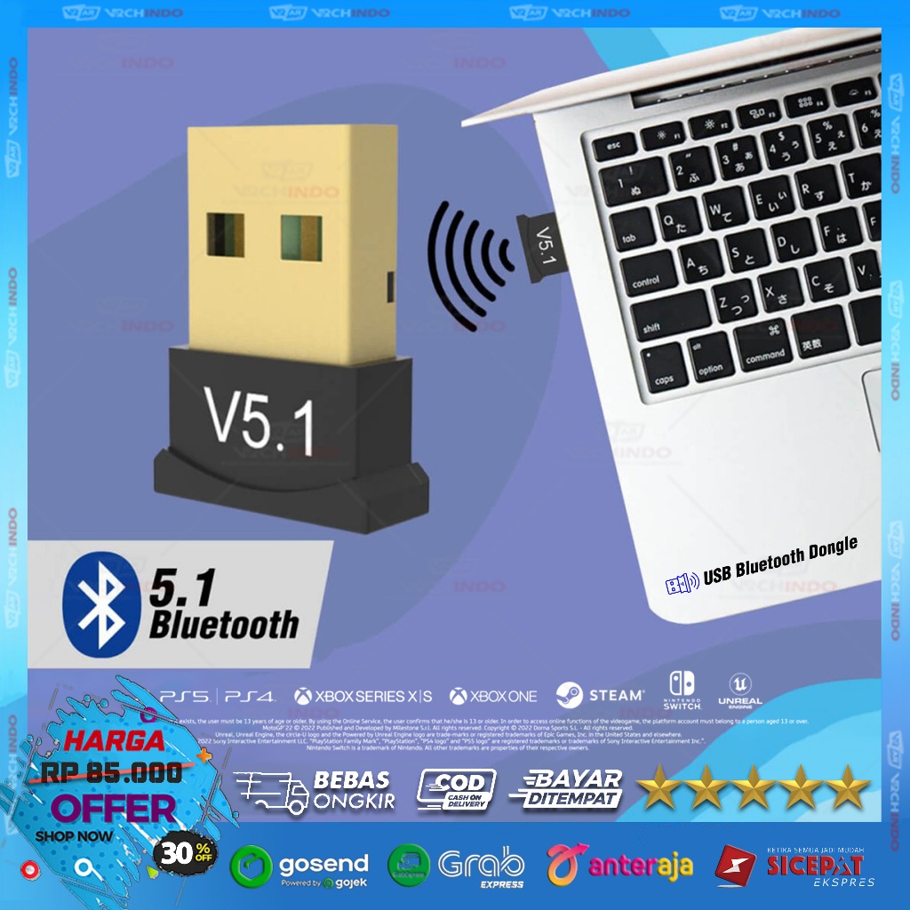 Jual Bluetooth Receiver USB Dongle 5.1 - Bluetooth Wireless Adapter 5.1 ...