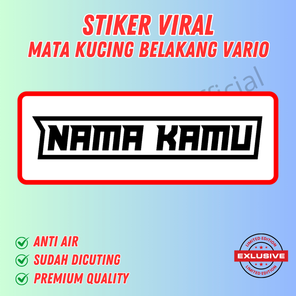 Jual Stiker Racing Viral Mata Kucing Custom Nama / Sticker Matakucing ...